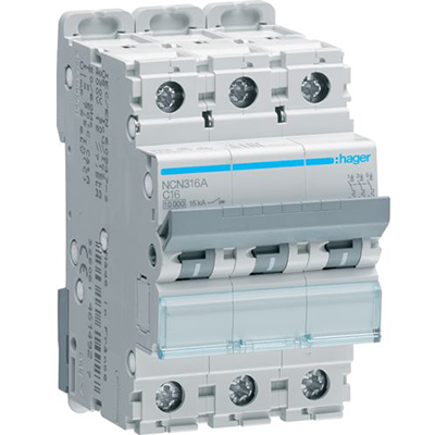 Electrical Supplier. 16A Triple Pole C Curve 10kA MCB